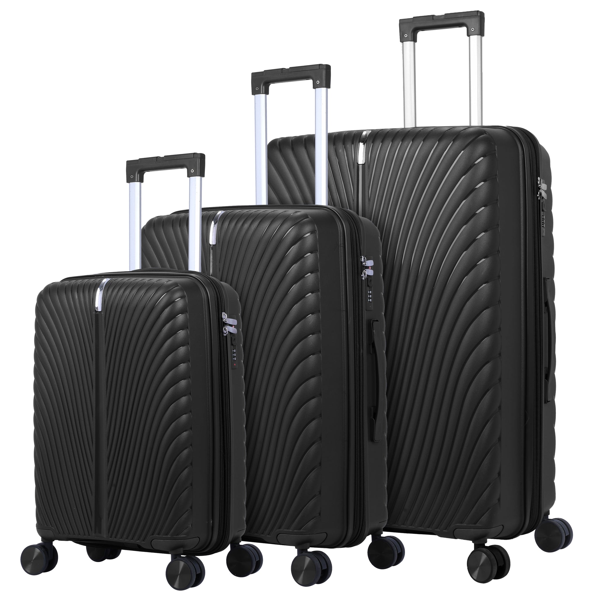 PREMIUM UNISEX EXPANDABLE 3 PIECES PP FASHION LUGGAGE TROLLEY SET WITH